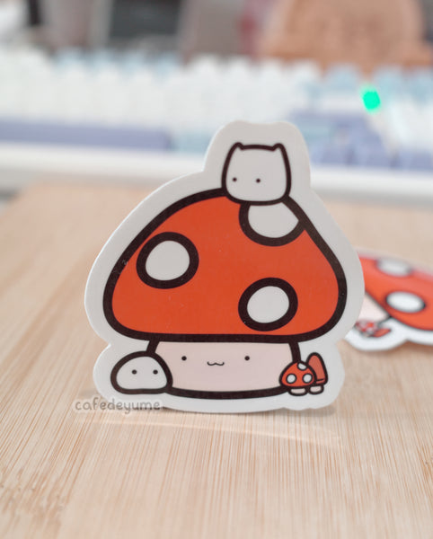 mushroom friend vinyl sticker – Café de Yume