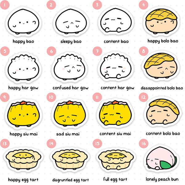 dim sum waterproof vinyl sticker sheet – Café de Yume